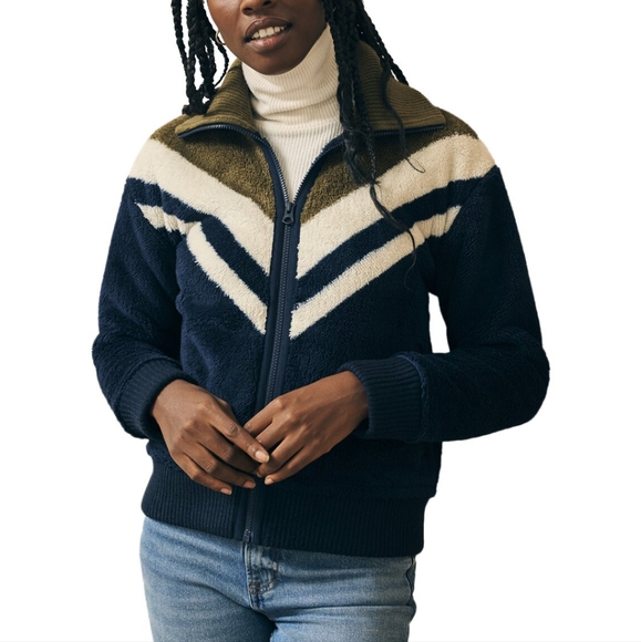 Faherty | Jackets & Coats | Faherty Navy Ski Stripe High Pile Fleece ...